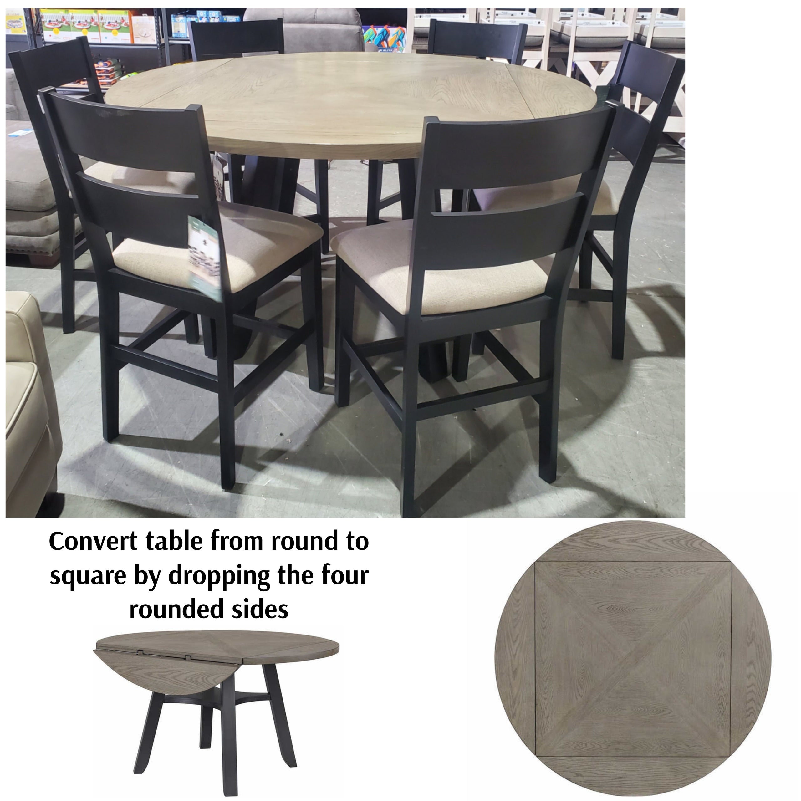 Easton 7-piece Square to Round Counter Height Dining Set | 2nd City ...