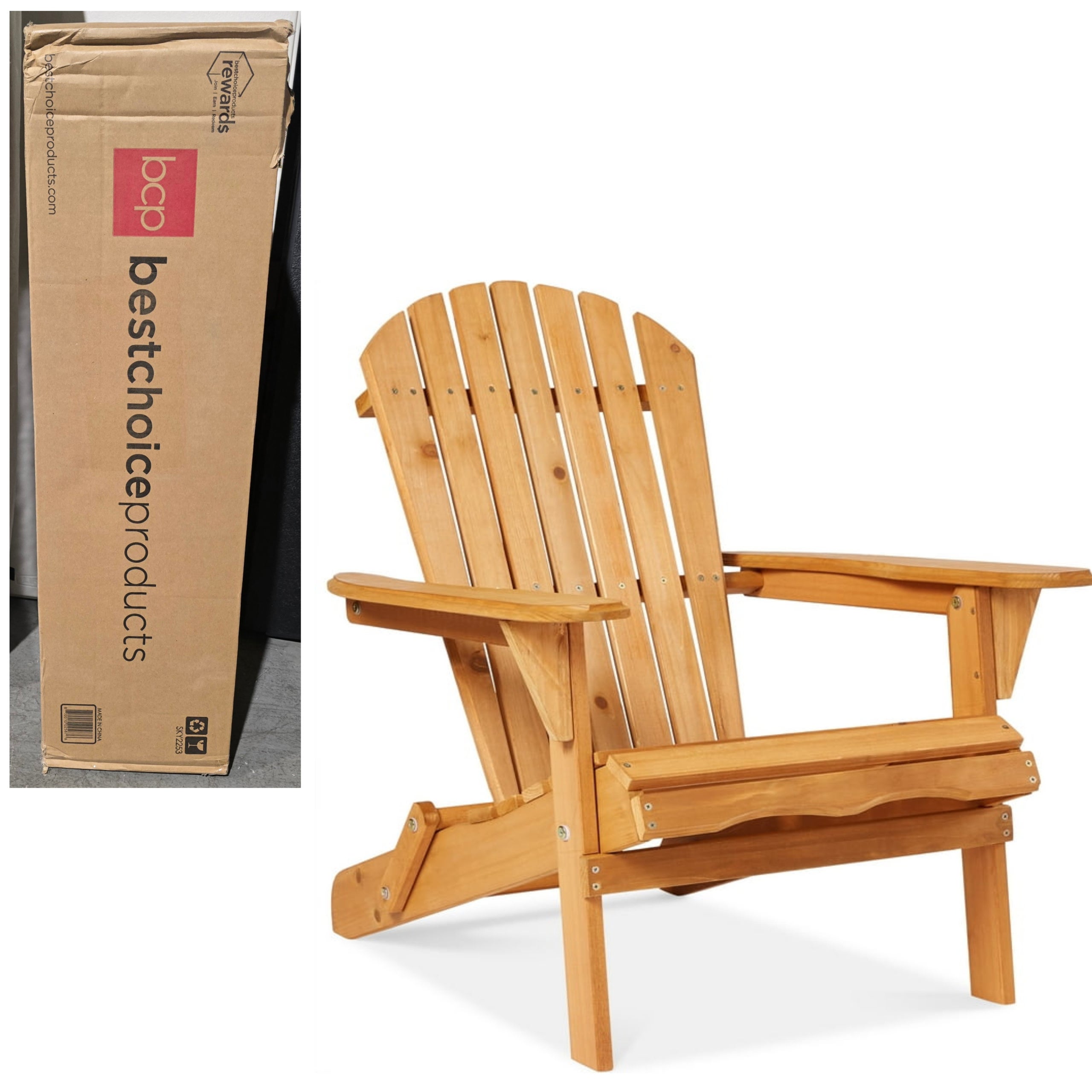 Best Choice Products Folding Adirondack Chair Outdoor, Wooden Accent ...
